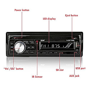 Pyle Marine Stereo Receiver Speaker Kit - In-Dash LCD Digital Console Built-in Bluetooth & Microphone 6.5” Waterproof Speakers (2) w/ MP3/USB/SD/AUX/FM Radio Reader & Remote Control - PLCDBT75MRB