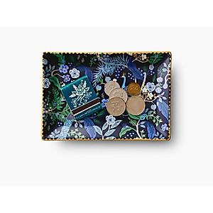 RIFLE PAPER CO. Peacock Catchall Tray, Keep Valuables Secure, Protect Small Items, Minimize Loss, Organize Desk, Keep your Items in Sight, Cute and Fashionable