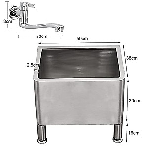 Commercial Floor Mop Sink, Stainless Steel 30cm Large-Capacity Deepening Mop Sink, Floor-Standing Mop Sink Suitable for Home Outdoor Courtyards