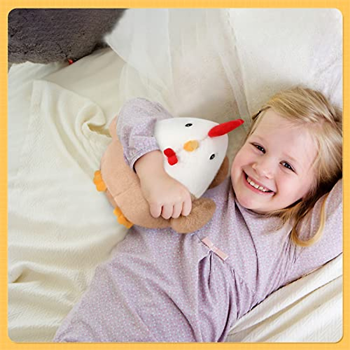 Skylety Chicken Stuffed Plush 8.6 Inch Cute Rooster Plushie Chicken Stuffed Animal Fluffy Stuffed Animals Toys Chicken Presents for Graduation Most People(Cute Style)