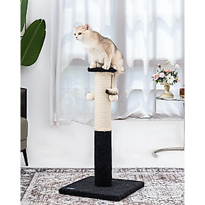 Komicoll 34-Inch Tall Cat Scratching Post for Indoor Cats, Large Carpet Scratch Post, Sisal Cat Scratcher, Sturdy and Durable Cat Post with Hanging Ball