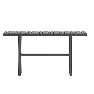 Flash Furniture Finch Commercial Grade X-Frame Outdoor Dining Table 59" x 35.5" with Faux Teak Poly Slats and Metal Frame, Gray/Gray
