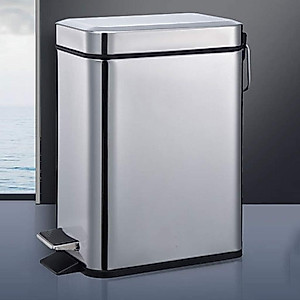 LUAN Trash Can Square Stainless Steel Kitchen Office Living Room Trash can,Foot Pedal Trash bin Removable Liner Plastic Waste bin, 5L/10L Waste Bin (Color : White-2, Size : 5L)
