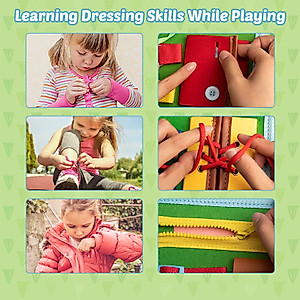 Ancistro Busy Board, Montessori Toys for 1 2 3 4 Years Old, Sensory Toys, Girls & Boys Preschool Toddler Activities Educational / Travel Toys for Fine Basic Dress Motor Skills