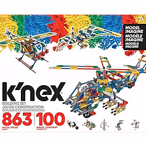 K’NEX Imagine: 100 Model Building Set – 863 Pieces, STEM Learning Creative Construction Model for Ages 7-10, Interlocking Engineering Toy for Boys & Girls, Adults - Amazon Exclusive