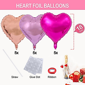 Upgraded Rose Gold and Red Heart Foil Balloons for Valentines Day Decorations,Valentines Day Balloons,Romantic Decorations Special Night (18inch)