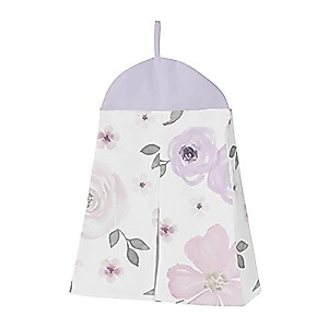 Sweet Jojo Designs Lavender Purple, Pink, Grey and White Shabby Chic Watercolor Floral Baby Girl Nursery Crib Bedding Set - 4 Pieces - Rose Flower Polka Dot