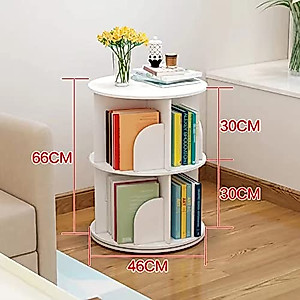 2 Tier 360° Rotating Stackable Shelves Bookshelf Organizer (White) - Intexca