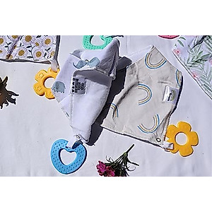 Bobaly Baby Infant Bandana Bibs with Teether (6-Pack Flower Set)