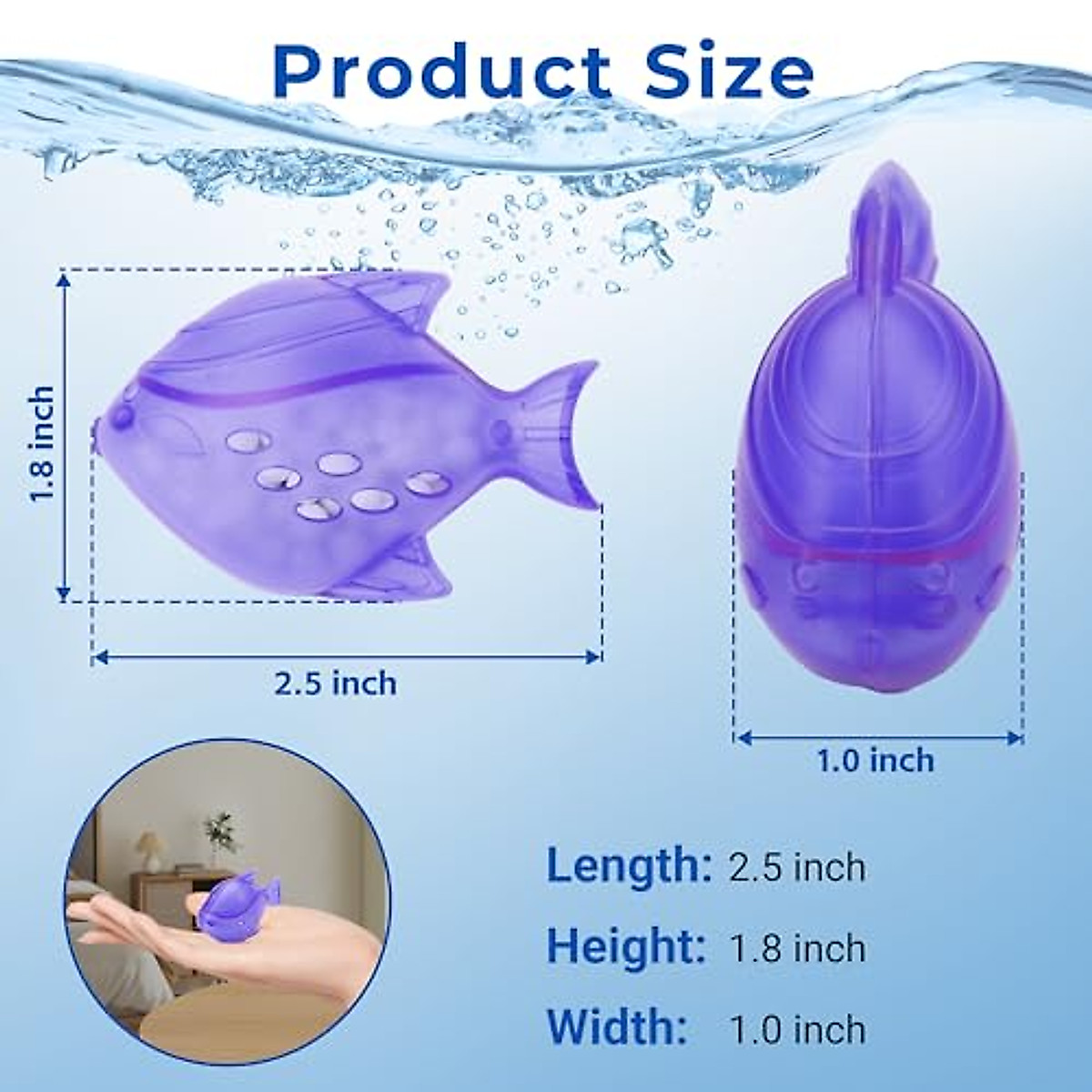 Funmit 12 Pack Universal Humidifier Cleaner Fish Compatible with Almost All Humidifiers and Fish Tanks, Purifies Water, Prevents Hard Water Build-Up, Reduces Scale, Purple