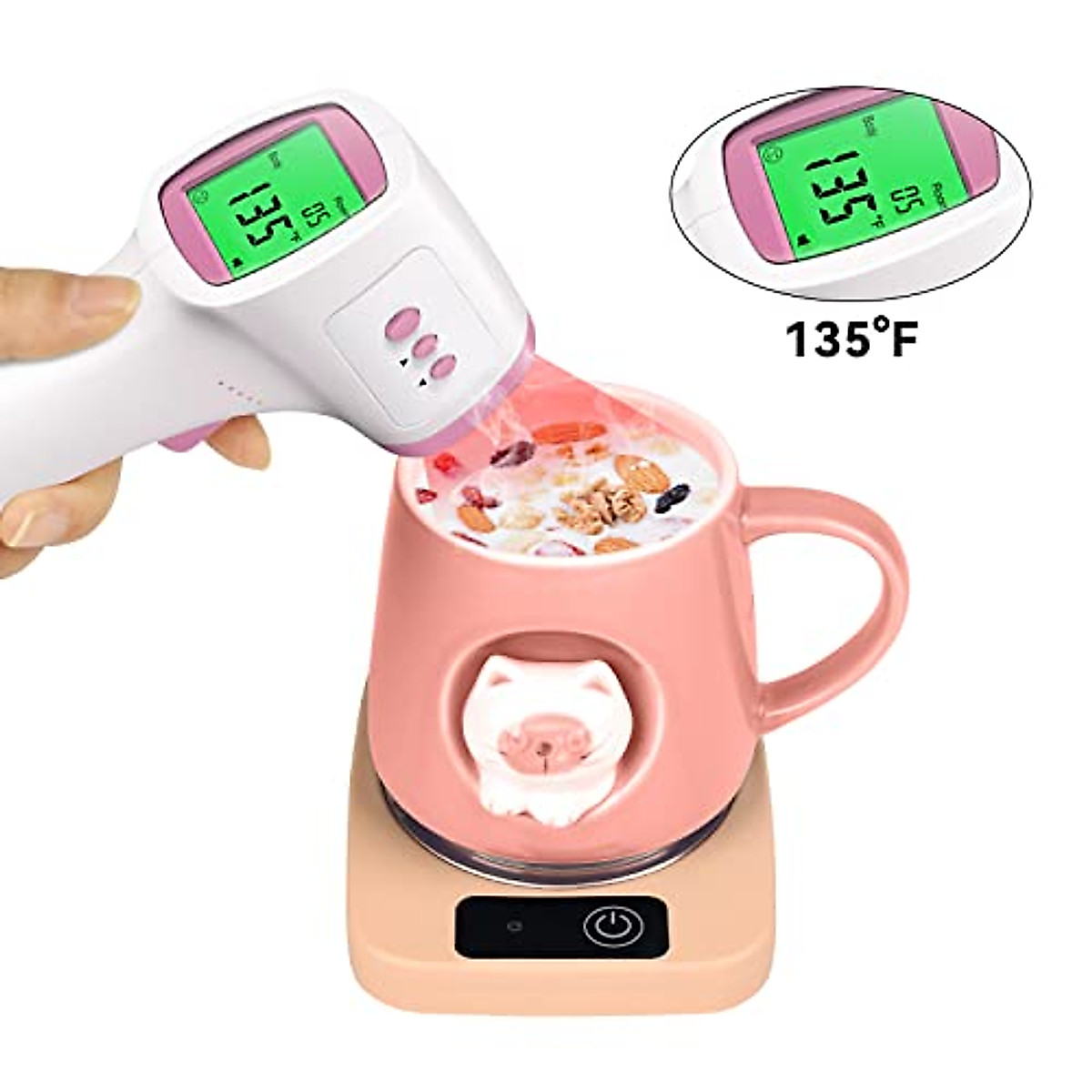 SWIMERY Mug Warmer - Coffee Mug Warmer Keep a Constant Temperature of 135℉ - Coffee Cup Warmer for Cocoa Tea Water and Milk （No Cup）, Pink