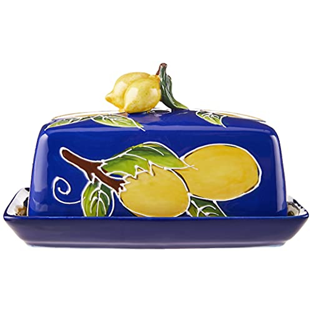 Blue Sky Ceramic Lemon Butter Dish, Multicolor
