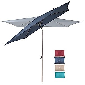 COBANA 6.6 x 9.8ft Rectangular Patio Umbrella, Outdoor Table Market Umbrella with Push Button Tilt/Crank, Dark Blue