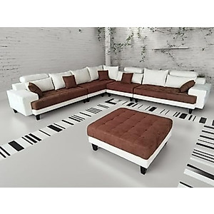 Stendmar Reversible Multifunction 5pc 2-Tone Microfiber Big Sectional Couch Sofa S150DNE