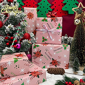 Vnaaem Funny Wrapping Paper Rude Xmas - Happy Holiday Bixxh - Pink Christmas Wrapping Paper Adult - Perfect for Winter Girlfriend Women - Inappropriate Gift Wrap - 20 X 28 Inches (6 Folded Sheet)