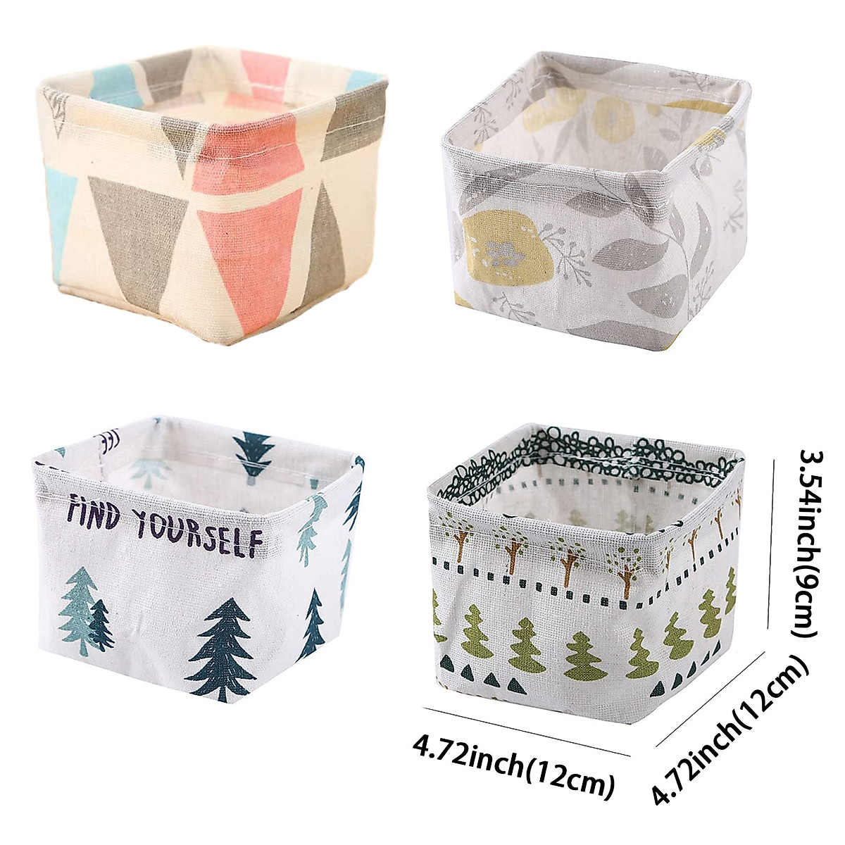 Desktop Waterproof Mini Canvas Storage Basket Bins Organizer Makeup Sundries Storage Box for Brush Pen Lipstick Hair ring Holder Drawer divider (A combination)