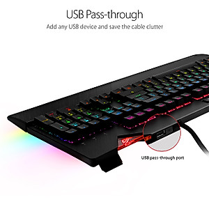 ASUS ROG Strix Flare (Cherry MX Brown) Aura Sync RGB Mechanical Gaming Keyboard with Switches, Customizable Badge, USB Pass Through and Media Controls (Renewed)