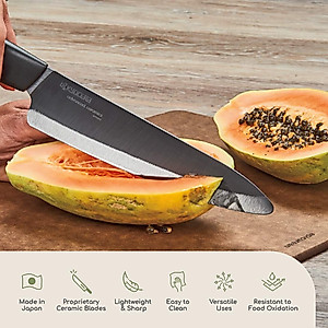 Kyocera Advanced Ceramic Revolution Series 7-inch Professional Chef's Knife, Black Blade