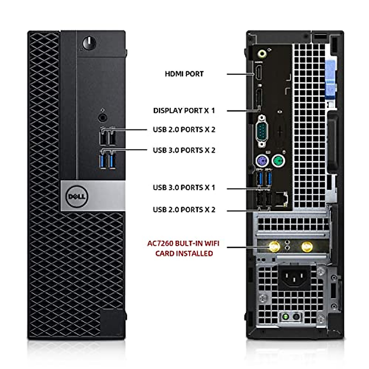 Dell Desktop Computers OptiPlex 3040 PC,Intel Core i7-6700 3.4GHz,16GB Ram New 512GB SSD, Intel AC7260 Built-in WiFi Bluetooth,HDMI, Refurbished Desktop Computer,Computadora Windows 10 Pro(Renewed)