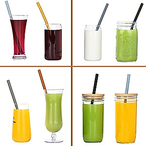 ALINK 8-Pack Reusable Silicone Straws - Long Flexible Rubber Silicone Drinking Straws for RTIC/Yeti 30 oz Tumblers, Jars, with 2 Cleaning Brush