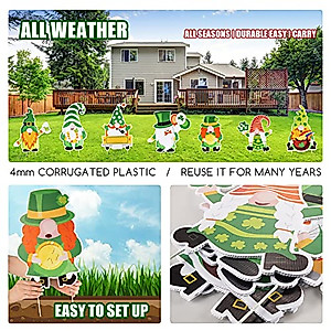 St Patrick's Day Decorations Yard Signs Leprechaun Gnomes Irish Shamrock Saint Patty's Lawn Garden Outdoor Yard Decor with Stakes