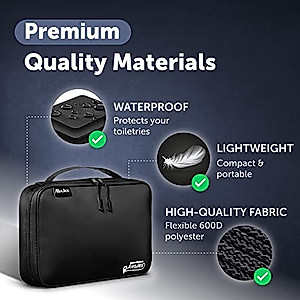 AvaJex Hanging Travel Toiletry Bag for Men & Women - Toiletry Organizer Medium Capacity - Portable Waterproof Hygiene Bag with Detachable Pouches & 5 Compartments for Toiletries Makeup Cosmetics