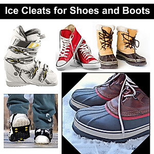 Limm Ice Snow Traction Cleats - Large Lightweight Crampon Cleats for Walking on Snow & Ice - Portable Anti Slip Grippers Fasten Quickly & Easily Over Shoes, Boots and Other Footwear
