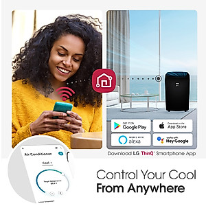 LG 8000 BTU (DOE) / (12000 ASHRAE) Portable Air Conditioners Cools 350 Sqft Easy Install & WiFi App Remote Eco-friendly, Quiet Small & Medium Room Air Conditioner AC Unit Home Gray LP0823GSSM (Renewed)