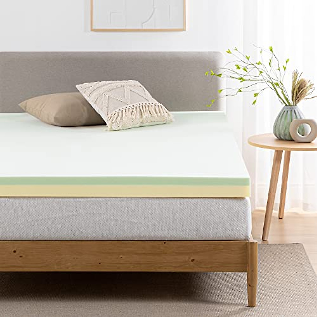 ZINUS 1.5/3/4-inch Green Tea Memory Foam Mattress Topper, Pressure-Relieving Layers, CertiPUR-US Certified, (3 in, King)