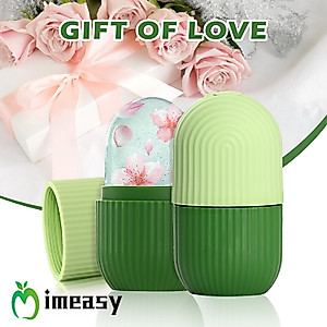 IMEASY Ice Roller for Face and Eye, Ice Face Roller,Facial Beauty Ice Roller Skin Care Tools, Ice Facial Cube, Gua Sha Face Massage, Silicone Ice Mold for Face Beauty (Green)