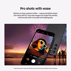 SAMSUNG Galaxy A54 5G A Series Cell Phone, Factory Unlocked Android Smartphone, 128GB w/ 6.4” Fluid Display Screen, Hi Res Camera, Long Battery Life, Refined Design, US Version, 2023, Awesome Black