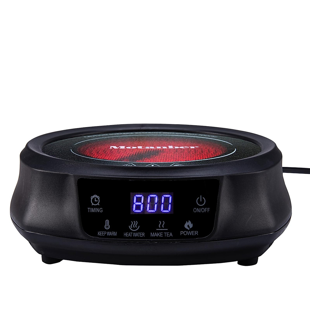 Mini Electric Stove 800W, Boil Tea,Ceramic Glass Cooktop with 8 Adjustable Power Levels, Intelligent Auto-Off Feature,Countertop Burners,For Tea Enthusiasts,Tea party (Black)