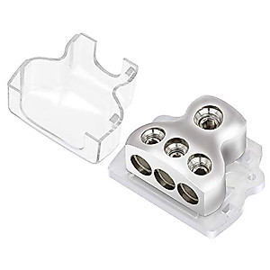 Temank 3 Way Power Distribution Block 1x 0 Gauge in / 3 x 4 Gauge Out Amp Power Distribution Ground Distributor for Auto Car Audio Splitter 2pcs (3 Way)