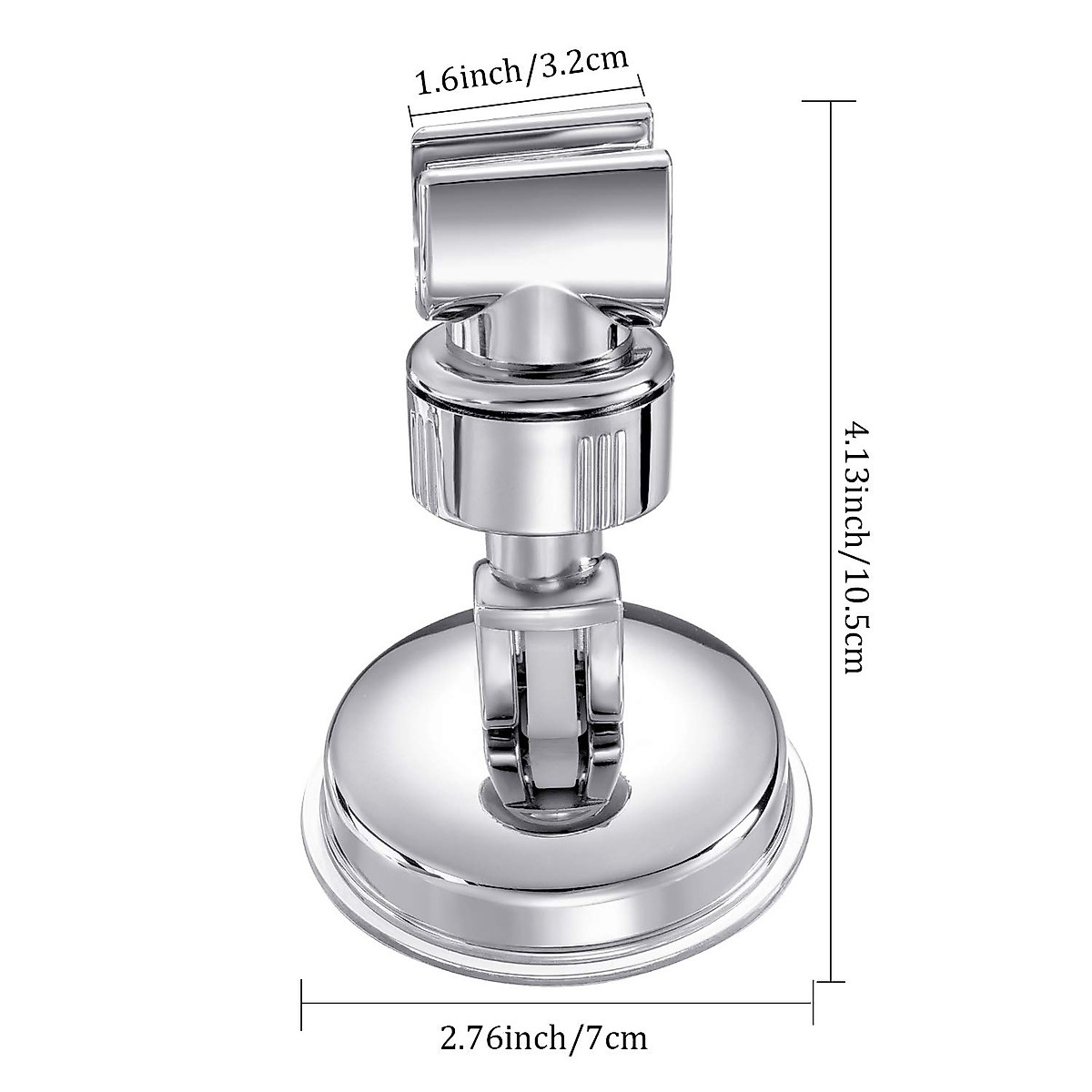 Shower Hand Held Holder Adjustable Suction Cup Shower Head Holder Universal Mounting Bracket Plastic ABS with Chrome Polished for Marble Glass Metal Ceramic (1, Silver Wrench)