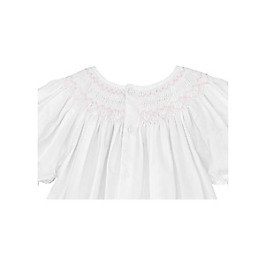 Petit Ami Baby Girls Daygown with Heart Smocking and Pearls (White, 24 Month)