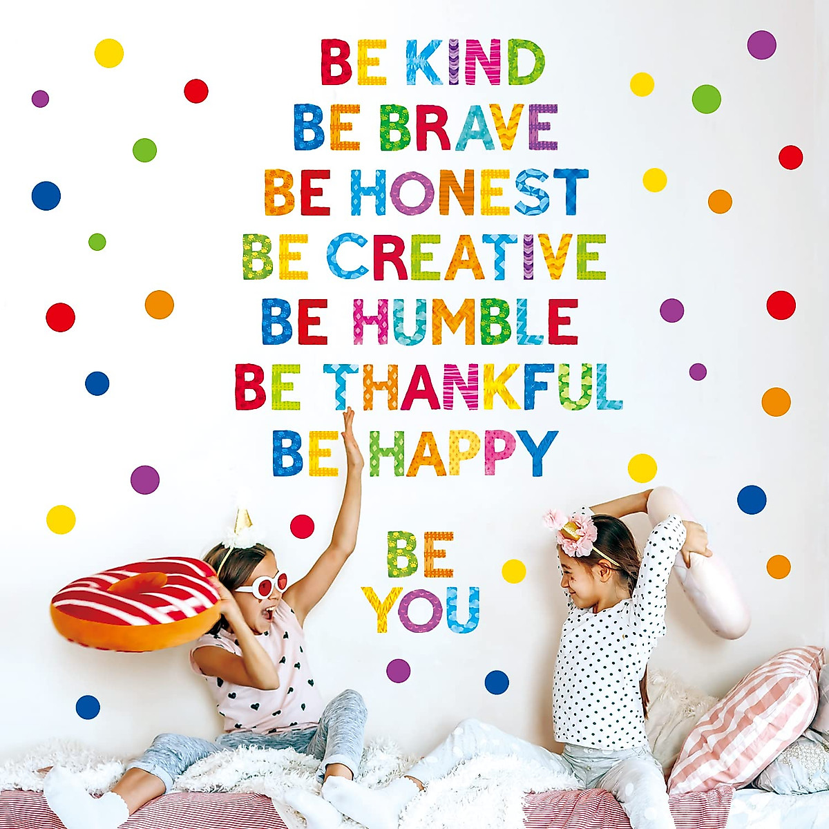 DECOWALL SG-2204 Be Kind Wall Decals Stickers Kids Removable Nursery murals Inspirational Classroom Children Words Quotes Room Window School Bathroom playroom Nurse Office Decorations Motivational