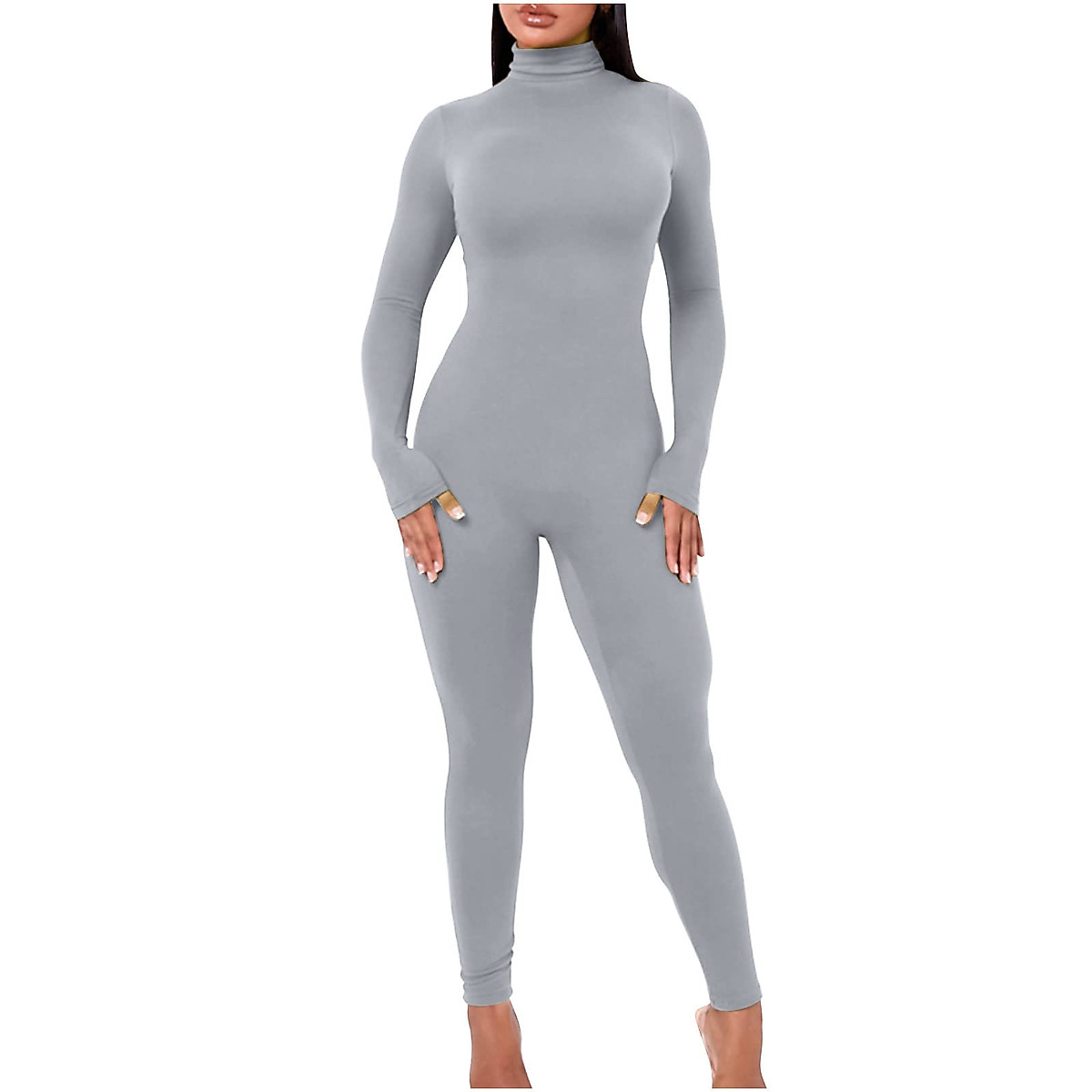Ceboyel Women Long Sleeve Jumpsuit Tracksuit High Neck Running Onesie Rompers Sexy Casual Club Bodycon Outfits