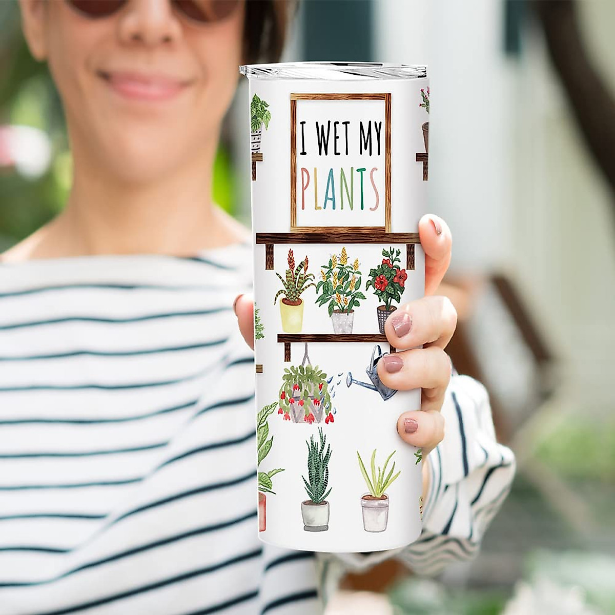 Fatbaby Plant Lover Gifts for Women, Plant Lady Gifts Travel Tumbler Cup,Gardening Gifts for Women,Vacuum Insulated Stainless Steel Skinny Tumbler With Lid and Straw 20oz