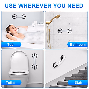 Shower Handle 2 Pack 12 inch Grab Bars for Shower, Bathroom, Bathtubs, Bath Safety Grab Bar with Strong Hold Suction Cup for Elderly, Handicap, Seniors for Wall