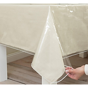 Benson Mills Heavy Duty Clear Plastic Tablecloth Protector, 100% Waterproof Table Cloth, Oil Spill Proof, Table Cover for Dining Tables, Parties and Holidays (54" x 54" Square)