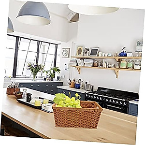 Levemolo Rattan Storage Basket Woven Desktop Basket Square Storage Bins Shelf Baskets for Storage Wicker Storage Bins Wicker Storage Baskets Book Cube Bin Woven Basket Light Brown re-usable