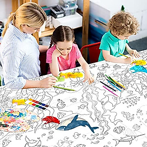 Pajean Ocean Animal Jumbo Giant Coloring Poster for Kids 45x31.5 Inch Table Wall Pages Under The Sea Animals Huge Paper Large Sheets Art Activities Kid Birthday Home, White