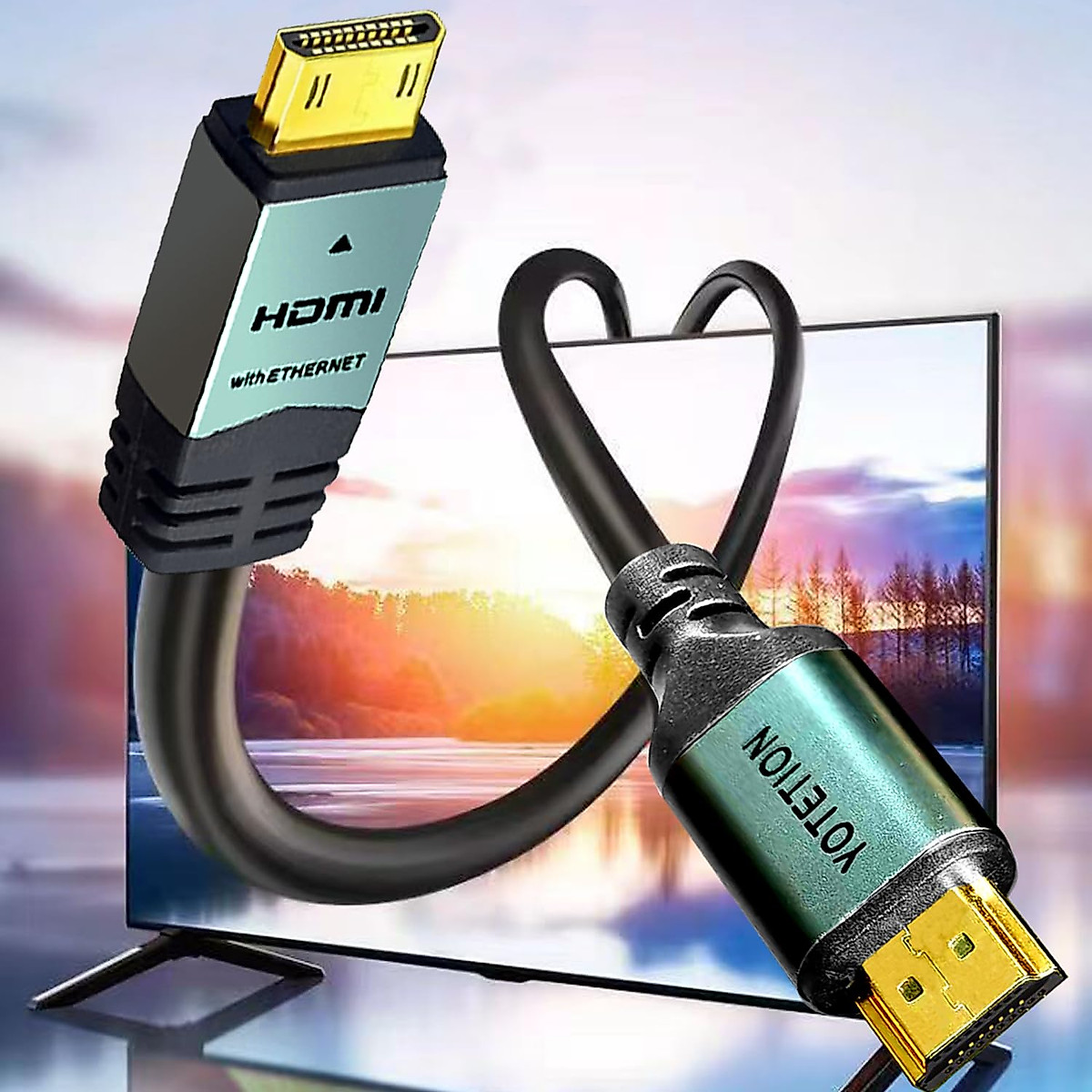 YOTETION Mini HDMI to HDMI Cable 50FT, High-Speed HDMI to Mini HDMI Support 3D 4K/60Hz 1080p 720p Compatible with Camera, Camcorder, Tablet and Graphics/Video Card, Laptop, Raspberry Pi Zero W