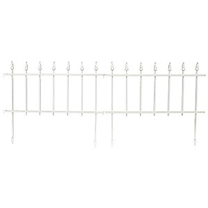 Sunnydaze 5-Panel White Roman Border Fence Set - 9-Foot Overall Length - Decorative Metal Garden, Lawn, and Landscape Fencing - 22 Inches Wide x 18 Inches Tall Per Piece