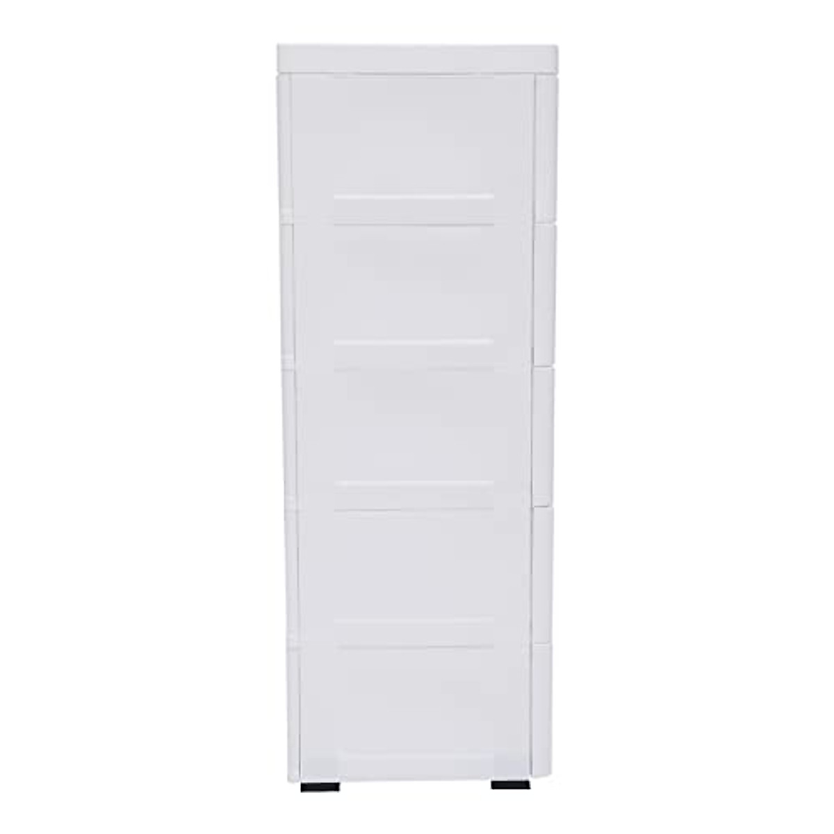 Plastic Drawers Storage Cart Mobile Cabinet with Casters, 5 Drawer Stackable Vertical Clothes Storage Tower Tall Chest Closet, Large Containers Organizer Unit (12"D x 18"W x 33"H - White)
