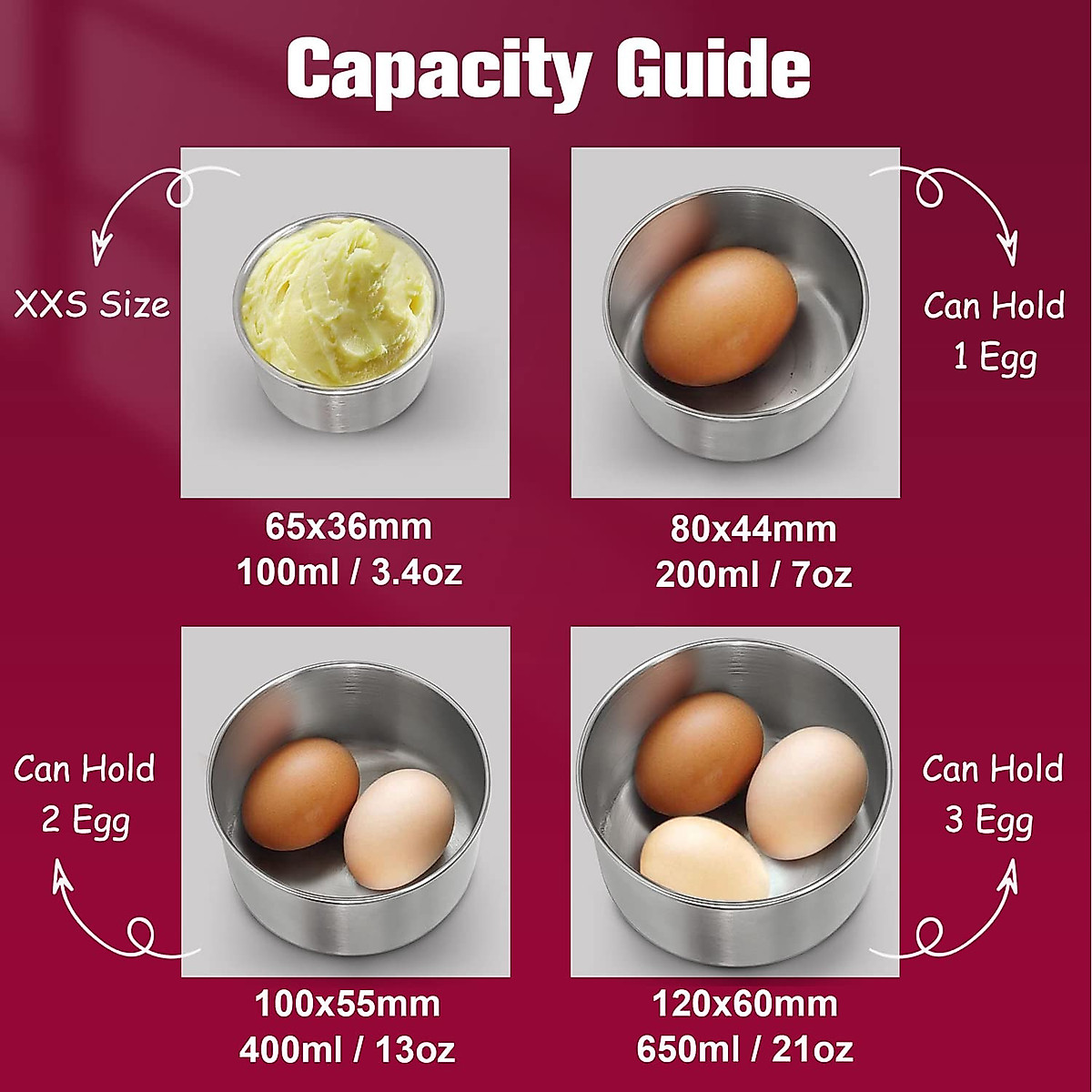 LIHONG Stainless Steel Containers with Lids,Snack Containers,Sauce Containers,Lunch Box for Kids Adults,Set of 9(1.7oz,3.4oz, 7oz,13oz, 21oz)