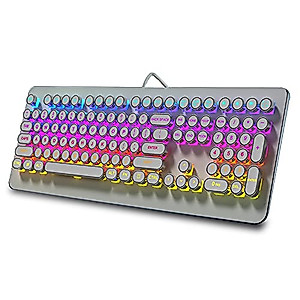 MUMUJJ Wired Retro Mechanical Gaming Keyboard, 18 Backlight Effect, Full Key 108 Keys Keypad for Office Typing and Gaming