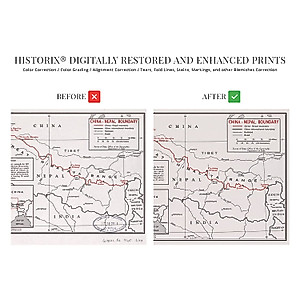 HISTORIX Vintage 1968 China Nepal Boundary Map - 24x36 Inch Vintage Map of China & Nepal Wall Art - History Map of Tibet - Old China Nepal Map