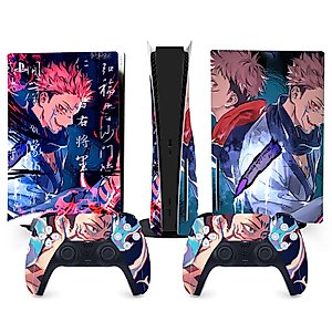 TANOKAY PS5 Console Skin and Controller Skin Set | Anime Sukuna & Yuji Itadori | Matte Finish Vinyl Wrap Sticker Full Decal Skins | Compatible with Sony PlayStation 5 Disc Version