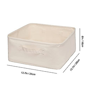 YONBEN Decorative Basket Rectangular Fabric Storage Bin Organizer Basket with Handles for Clothes Storage (13.7 x 13.7 x 6.2, Beige)